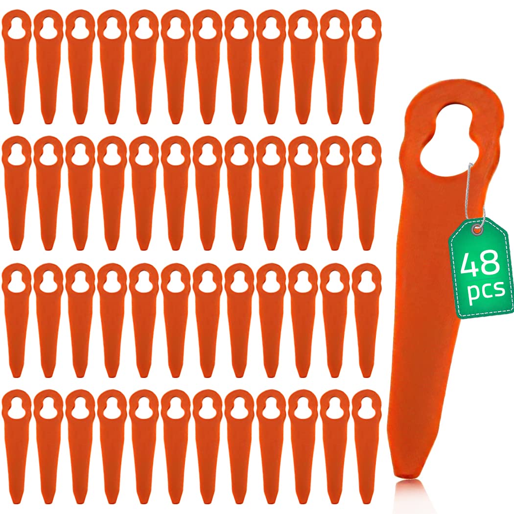 Chuancheng 48pcs Plastic String Trimmer Head Blades Replacement for Stihl PolyCut 2-2 4008 007 1000 Lawnmower Weed Eater Blades Grass Cutter Tools