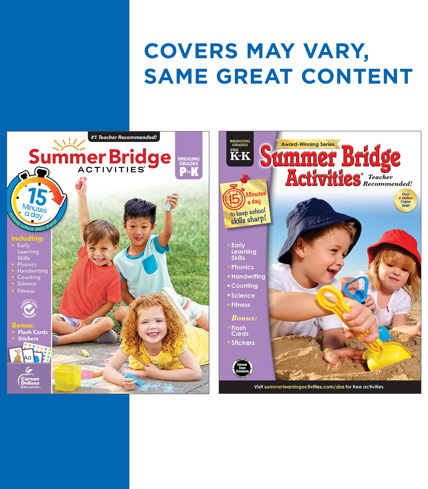 Summer Bridge Activities Preschool to Kindergarten Workbooks, Phonics, Handwriting, Math, Early Learning Summer Learning Activities, Kindergarten Workbooks All Subjects With Flash Cards
