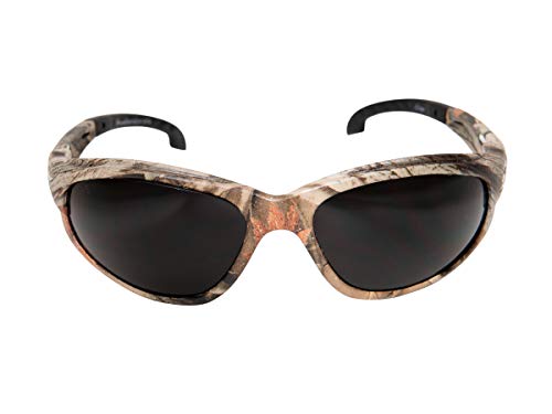 Edge SW116CF Dakura Wrap-Around Safety Glasses, Anti-Scratch, Non-Slip, UV 400, Military Grade, ANSI/ISEA & MCEPS Compliant, 5.04" Wide, Forest Camo Frame/Smoke Lens