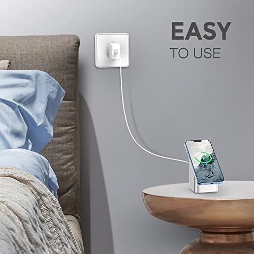 Lucrave Phone Stand for MagSafe Charger, Aluminum Desk Phone Holder Dock for MagSafe Charger, Compatible with iPhone 14 13 12 Mini Plus Pro Pro Max, MagSafe Charger is Not Included, Silver