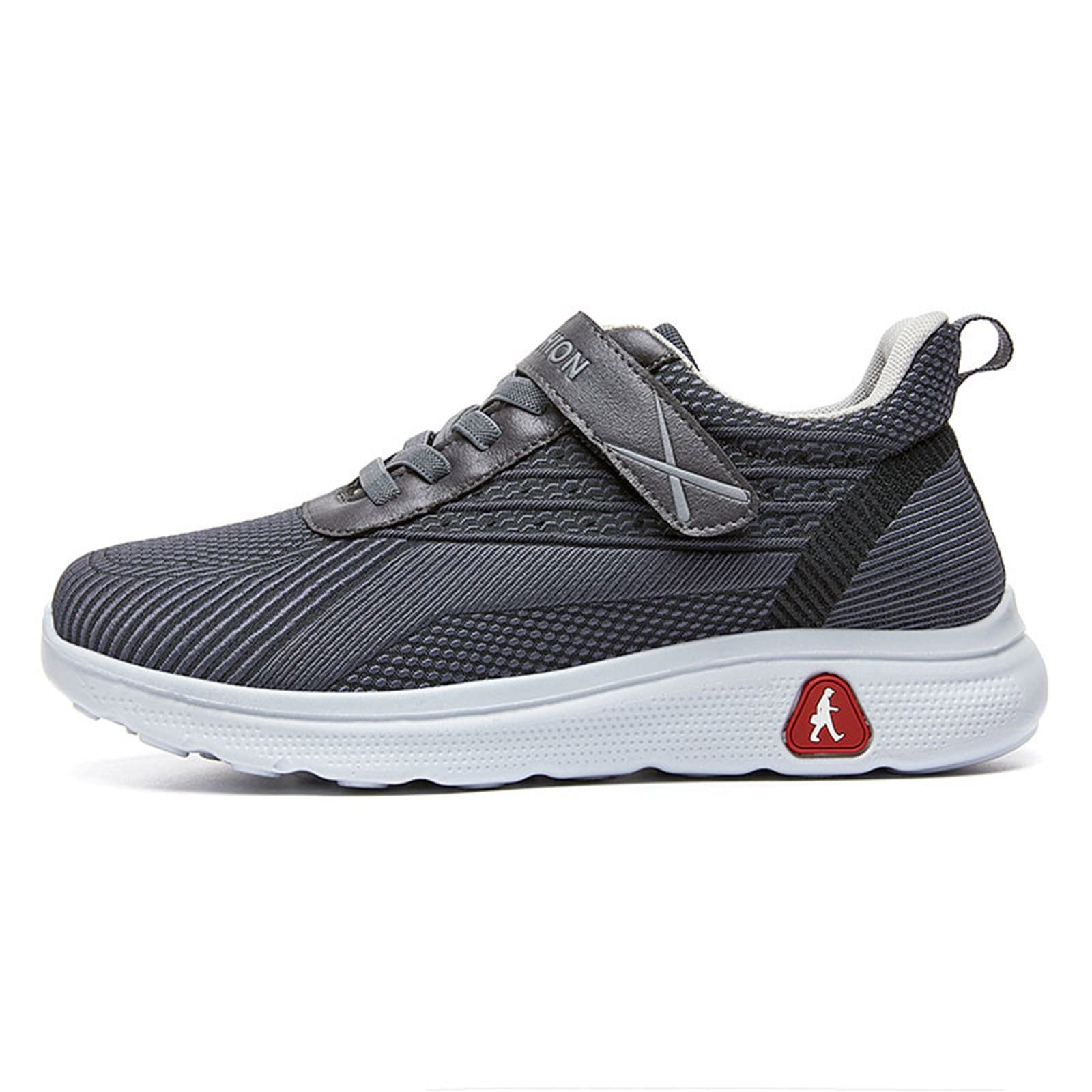 FASDNENDYS Fashion Autumn Men Sports Shoes Flat Non Slip Lace Up Hook Loop Mesh Breathable Comfortable Sneaker for Men Size 15 Grey