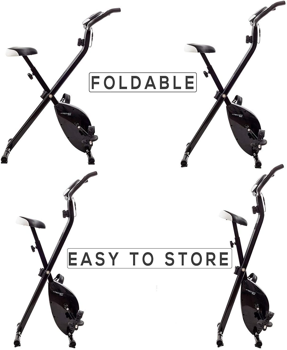 DisposaLux Folding Exercise Bike - Magnetic F-Bike, Home Recovery Cardio Trainer with Computer and Pulse Sensors