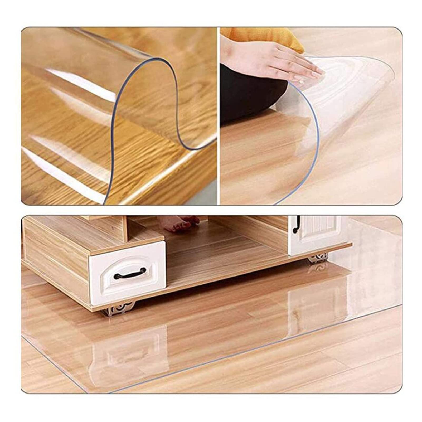 Clear PVC Desk Chair Mat Transparent Plastic Runner Rugs for Hardwood Floors/Carpet Protector,Clear Floor Protector Carpet for Hard Surface Floors, Non Slip Easy Clean Area Rug Pad,2mm Thick,60/80/100