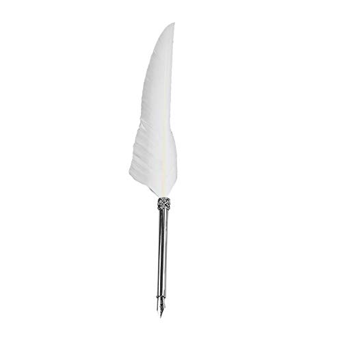 Sanpyl Quill Pen Set, Retro Quill Feather Pen Set with Leather Notebook Antique Calligraphy Writing Quill Pen Set Stationery Gift Box. (White)