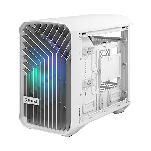 Fractal Design Torrent Nano RGB White - Clear Tint Tempered Glass Side Panel - Open Grille for Maximum air Intake - 180mm RGB PWM Fan Included - Type C - mITX Airflow Mini Tower PC Gaming Case