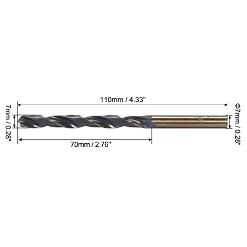 uxcell Straight Shank Twist Drill Bits 7mm High Speed Steel 4341 with 7mm Shank 2 Pcs for Stainless Steel Alloy Metal Plastic Wood