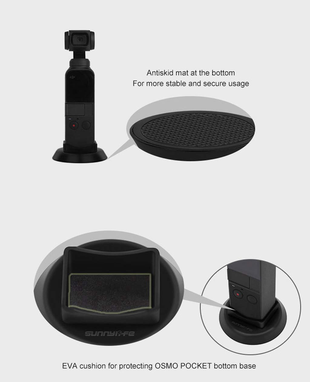 Toxz 1PC Handheld Stabilizer Base Mount Stand for DJI Osmo Pocket Gimbal Camera,Protection Base,EVA Anti-Slip Cushion Pad,More Stability
