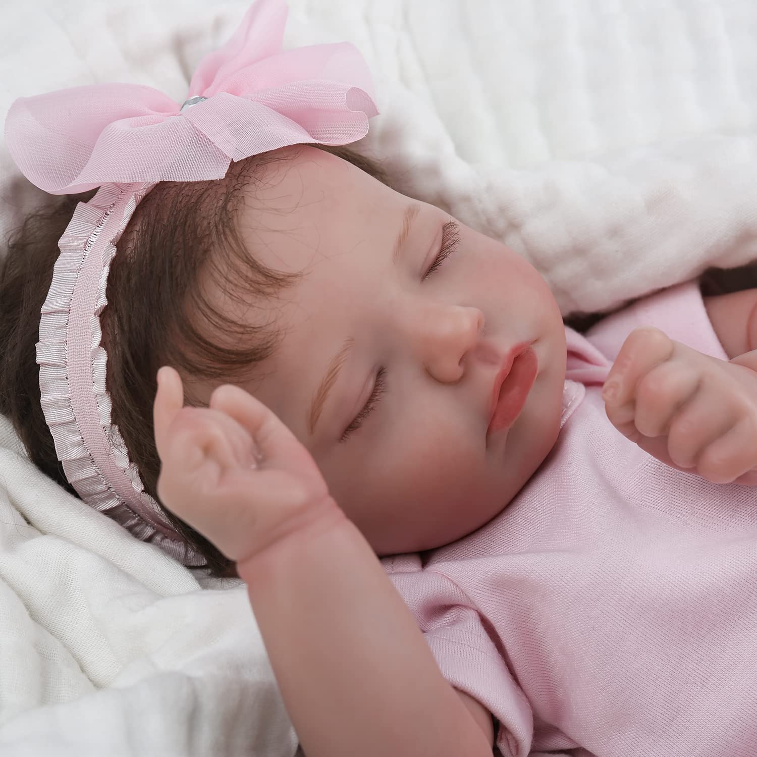 DCOLCO 20 Inch Reborn Baby Doll - Lifelike Sleeping Toy with Closed Eyes, Soft Body for Kids Age 3+
