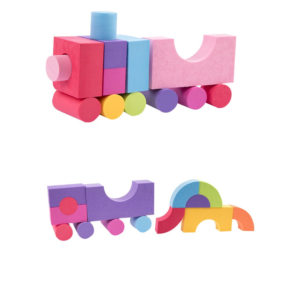 MOBU Foam Building Blocks for Toddlers 1-3, 50 PCS Educational Soft Building Blocks for Kids Playing Indoor Outdoor Bathroom Bathtub or Beach (Reusable Storage Bag)