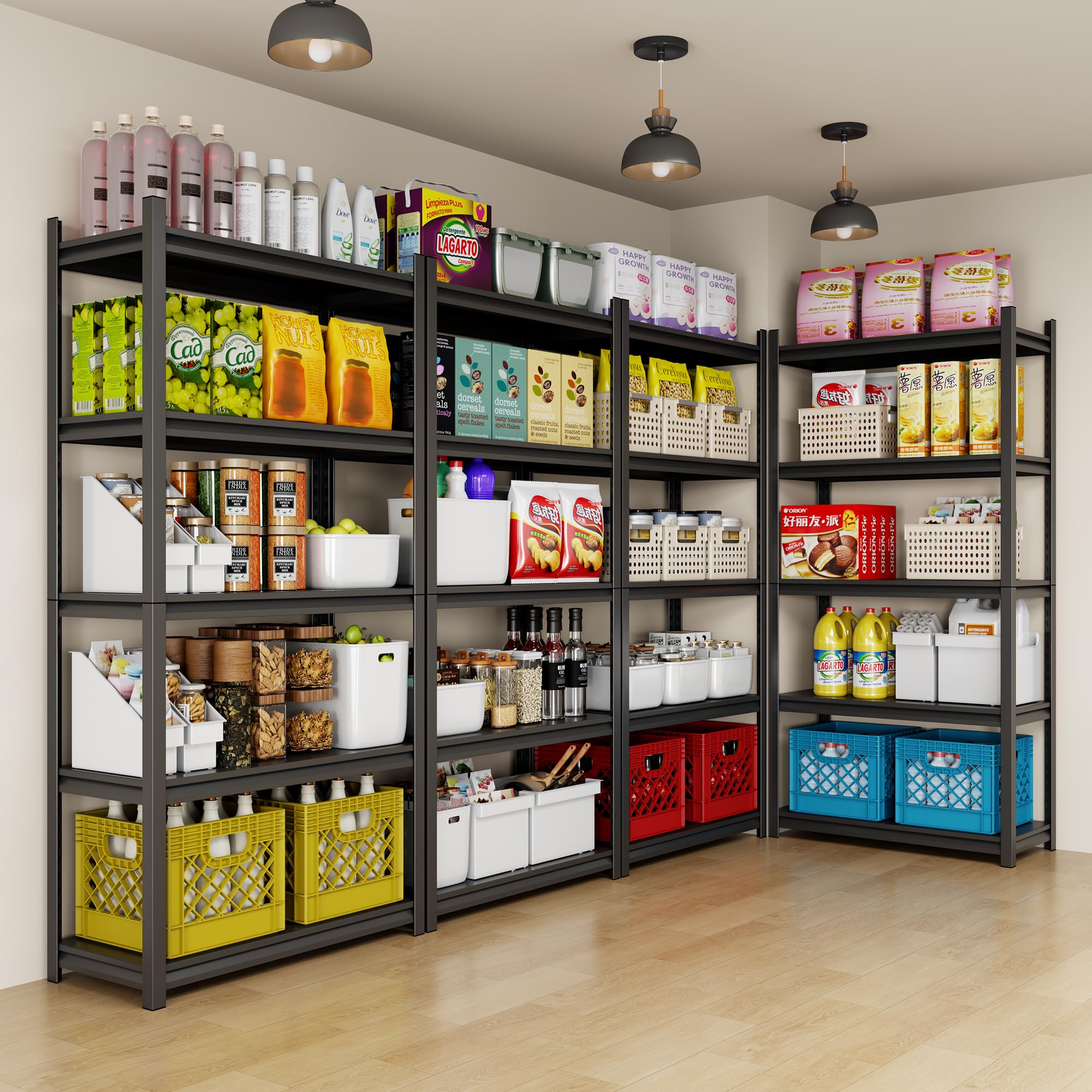 InaryLof Metal Garage Shelving, Adjustable 5-Tier Heavy Duty Shelving, 2800 LBS Garage Shelving Unit and Storage,Garage Storage Shelves for Basement,Warehouse,Kitchen (15.7" D*35.5" W*72" H)