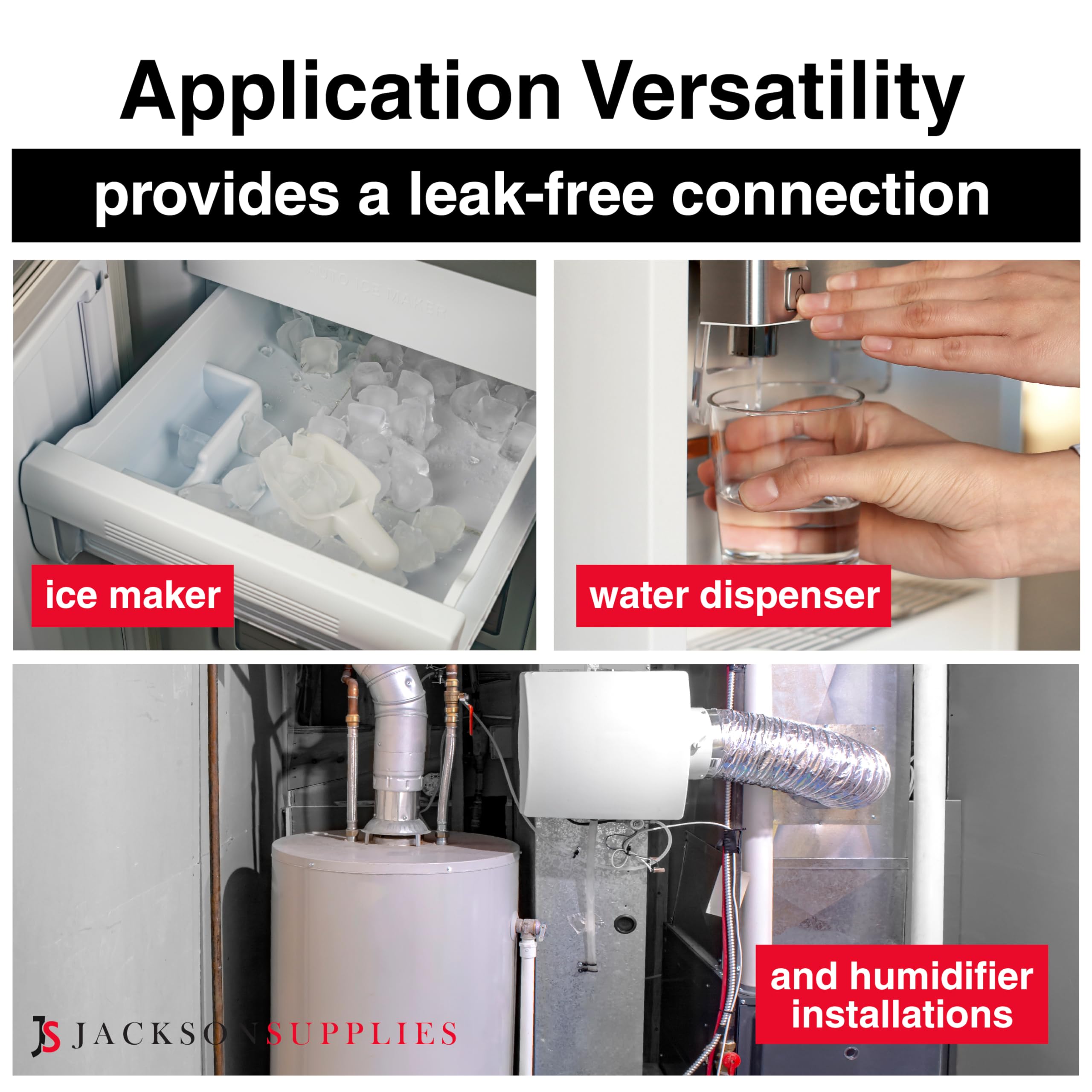 Ice Maker Supply Line and Humidifier Installation Kit for Refrigerators & Freezers, 1/4” x 25’ Poly Tubing, Includes Quick Connect Saddle Valve, Compression Fittings and Adapters