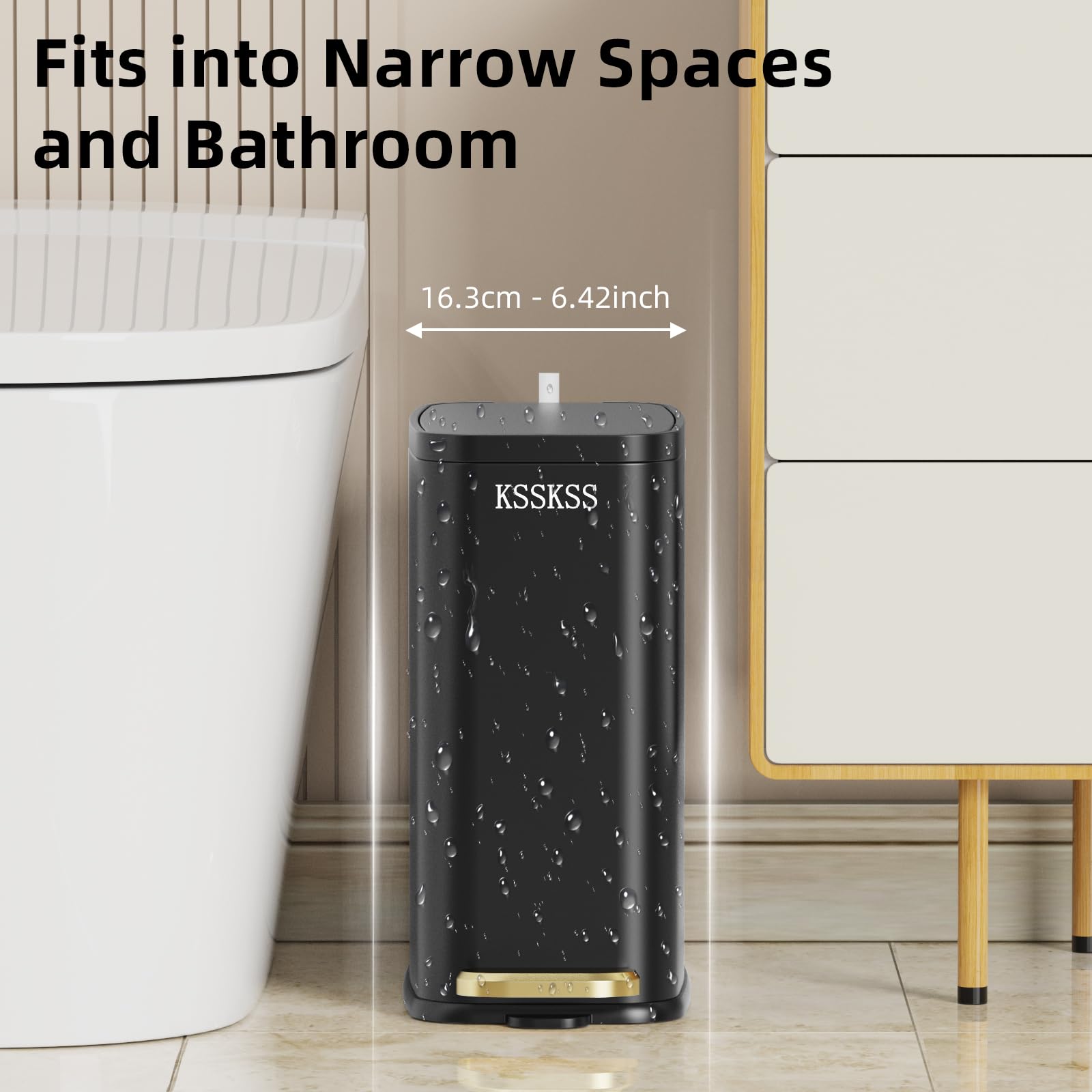 KSSKSS Bathroom Trash Can with Lid, 6L / 1.6 Gallon Stainless Steel Garbage Can with Removable Inner Bucket, Foot Pedal Small Trash Can for Bedroom, Home (Silver)