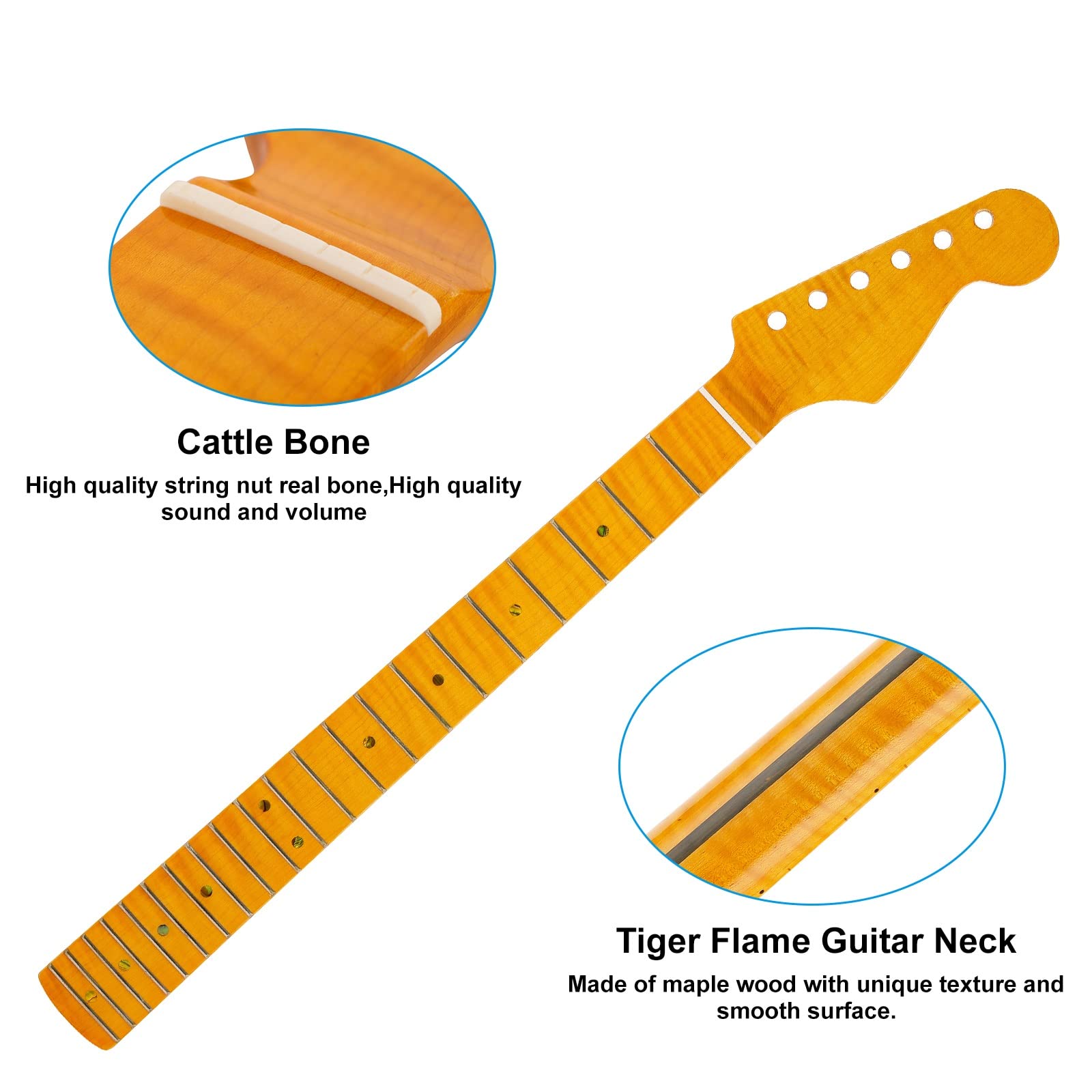 DIY Guitar Neck 21 Fret Maple Fretboard Guitar Neck for ST Style Guitar