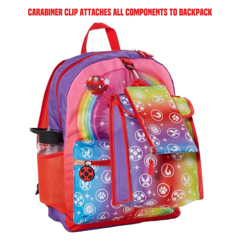 Miraculous Ladybug Backpack Set with Lunch Bag for Girls, 16 inch, 5 Piece Value Set, Rainbow