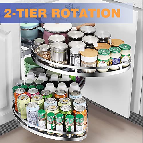 HAVEITS Blind Corner Pull Out Cabinet Organizer, Soft Close Swing Left Lazy Susan with Non-slip Trays for 36 inch Kitchen Cabinets, Heavy Duty Blind Corner Storage for Right Handed Open Cabinet