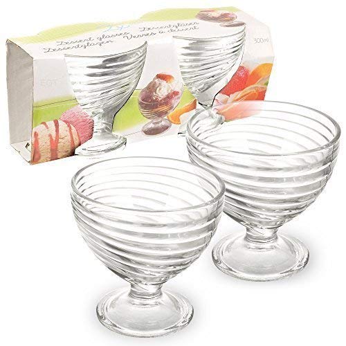 EG Homewares Glass Dessert Bowls Dishes - For Ice Cream, Sundae, Punch, Appetiser, Fruit, Pudding & Cocktail