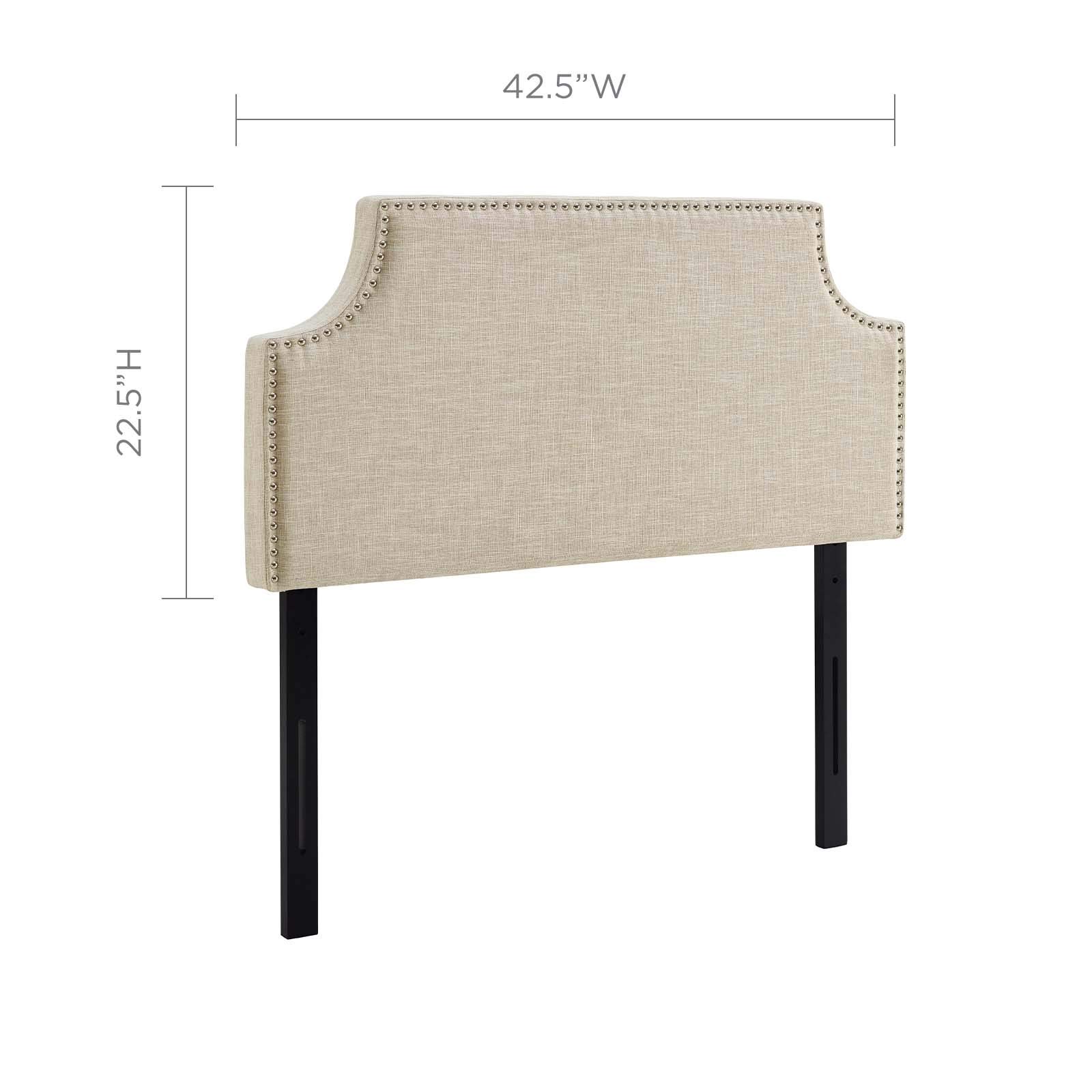 Modway MOD-5390 Laura Linen Fabric Upholstered Twin Size Headboard with Nailhead Trim in Beige