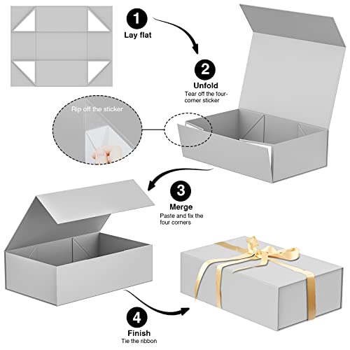 HavrePac 6 Pack Large Gift Boxes 13.8x9x4.3 Inches Luxury Gift Boxes with Lids,Magnetic Closure Gift Box for Present Packaging Box for Mother's Day, Birthdays, Party,Weddings