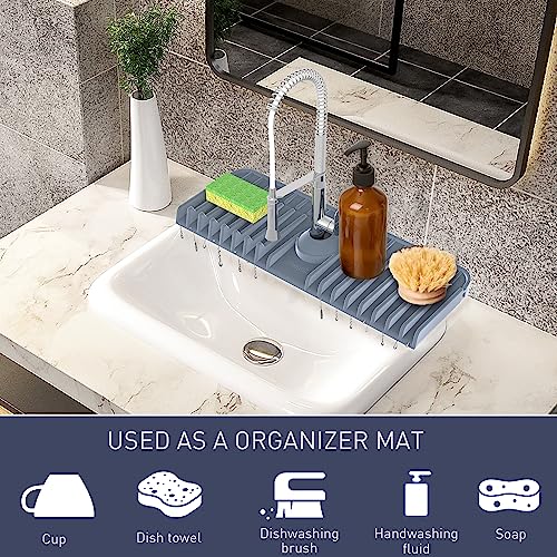 Kitchen Sink Splash Guard 17.56β Longer, Splash Guard for Sink, Kitchen Faucet Splash Guard, Fully Wrapped, Silicone Faucet Handle Drip Catcher Tray, Sink Protectors Faucet Mat for Kitchen Bathroom