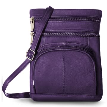 Finstores Women's Designer Multipurpose Soft Leather Handbags With Adjustable Shoulder Strap With Wallet And Multiple Pocket Purse_Purple