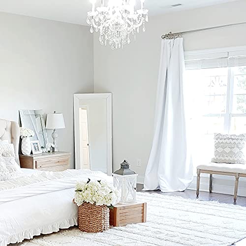 NICETOWN 100% Blackout Window Curtain Panels, Heat and Full Light Blocking Drapes with Black Liner for Nursery, 84 Inches Drop Thermal Insulated Draperies (Pure White, 2 Pieces, 52 inches Wide)