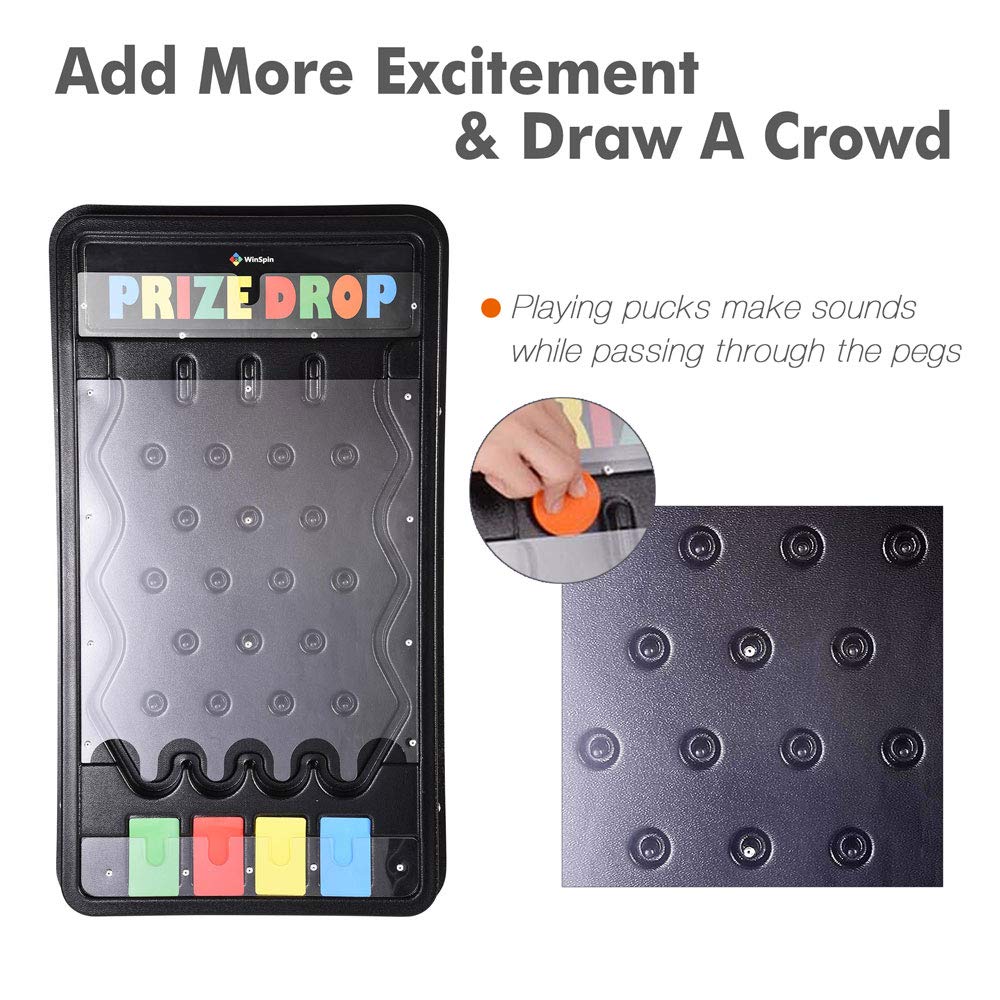 WinSpin Mini Tabletop Prize Drop Board Game Foldable Stand with 8 Playing Pucks for Live Stream Carnival Party Trade Show, (25"x14")