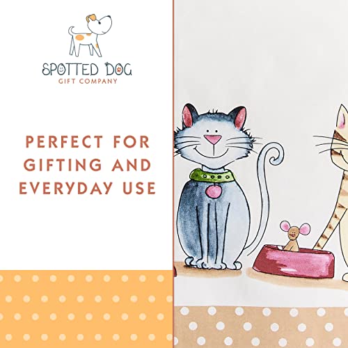 Kitchen Towels, Dish Towels for Drying Dishes, Tea Towels Absorbent 100% Cotton, Cute Cat Themed Decorative Kitchenware Kitchen Accessories Gifts for Cat Lovers, Set of 2 - 20"x28"
