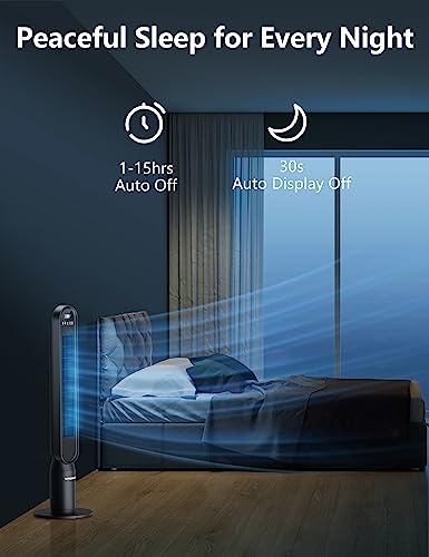 VAGKRI Tower Fan 42" Oscillating Tower Fan with 3 Modes, 4 Wind Speeds, 12H Timers, 90°Oscillation & 135° Vertical, Standing Fans for Home Bedroom Living Room Office, Powerful Floor Fan with Remote