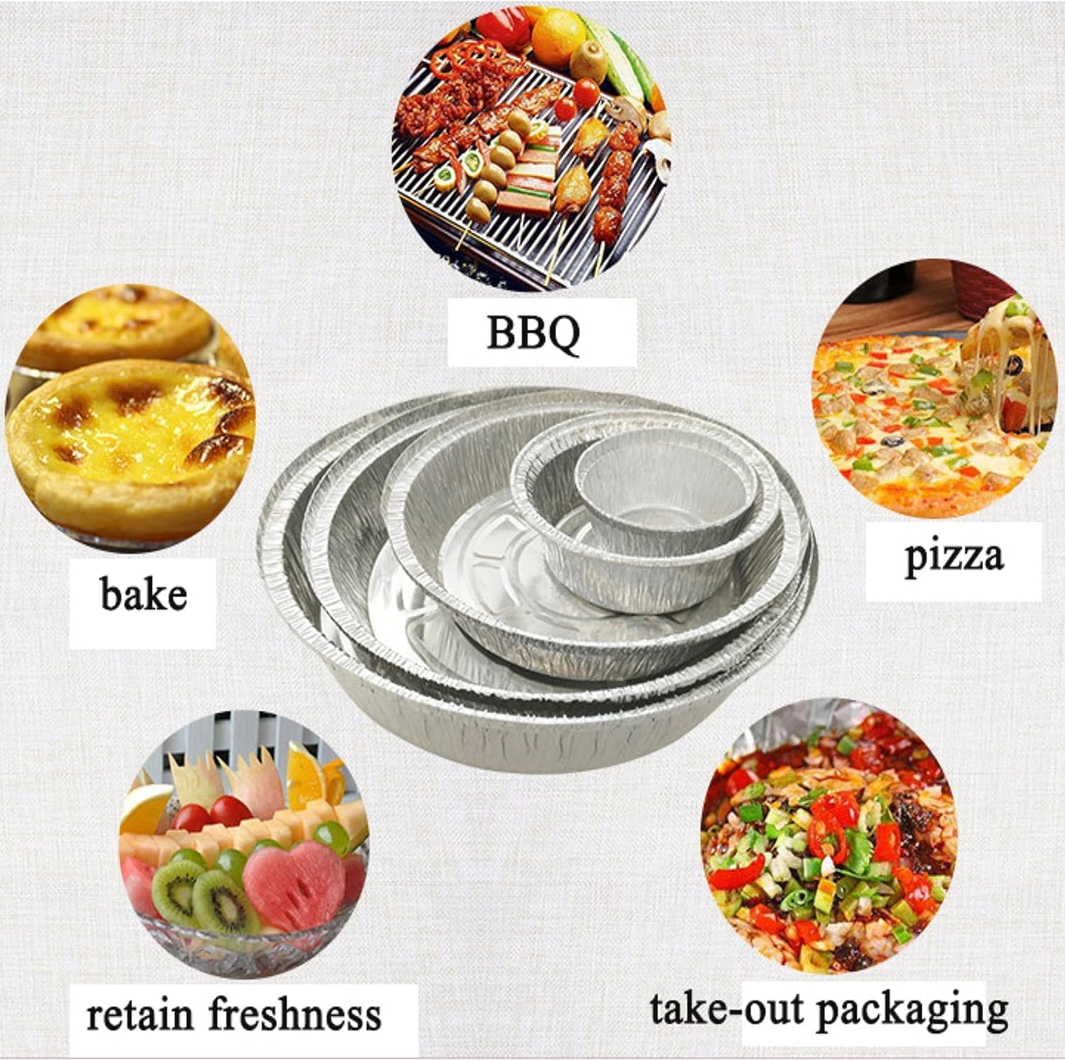 LUCKMETA 8'' Inch Round Tin Foil Pans Disposable Aluminum Pans with Clear Lids (30 Pack), Freezer & Oven Safe - For Baking, Cooking, Storage, Roasting, & Reheating, Recyclable, Pack of 30