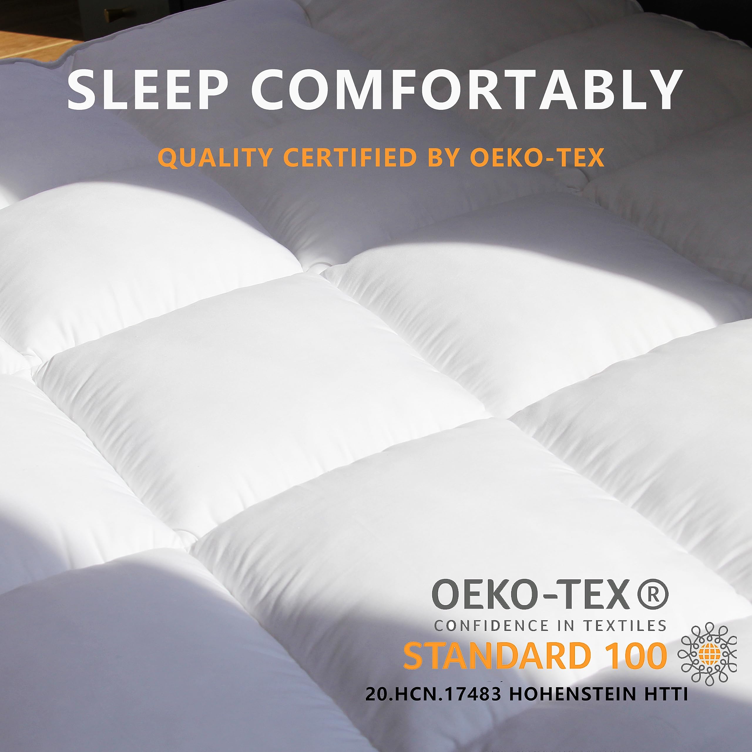 Naluka Mattress Topper Twin Size, Down Alternative Overfilled White Pillow Top Mattress Cover Plush Super Soft 2 Inch Thick Mattress Pad