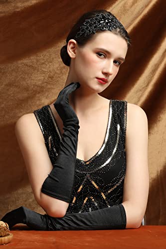 Comott Rhinestone Headband 1920s Great Gatsby Vintage Headpiece Flapper Headband Bride Wedding Hair Accessories for Women