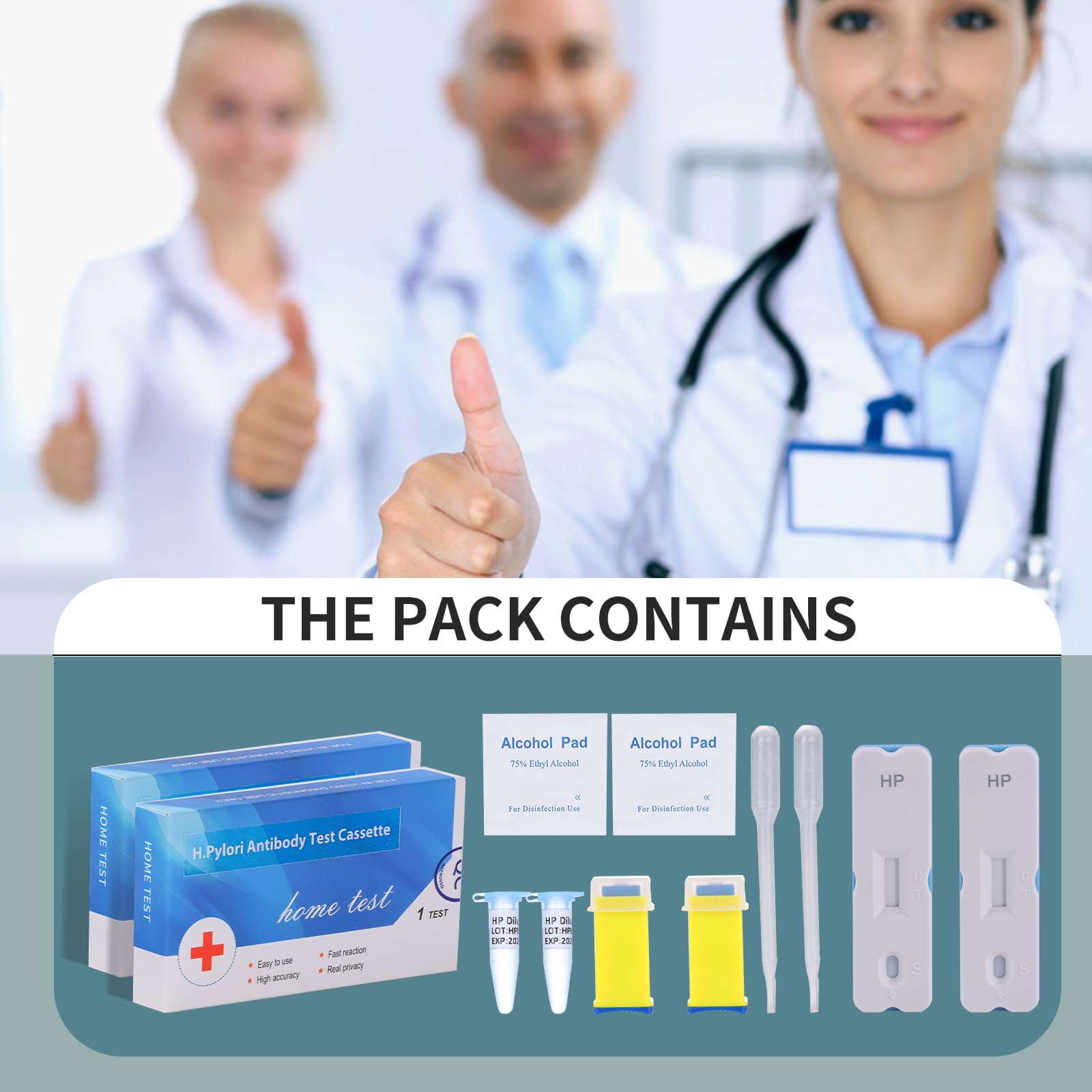 Kueysing Helicobacter Pylori 2 Test Kits, H. Pylori,h. Pylori 10-15 Minutes of Quick Home Testing, The Result is Highly Accurate, Easy to Read and use