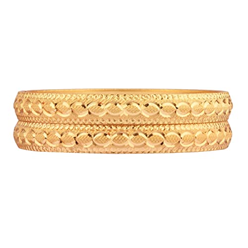 Efulgenz Indian Bridal Bangle Set Gold Tone Plain Glossy Engraved Bracelet Bangle Jewelry for Women (4 Pcs) Size 2.6