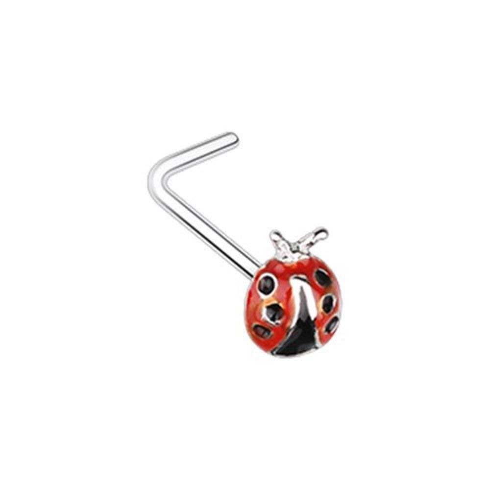 Covet Jewelry Dainty Ladybug L-Shape Nose Ring