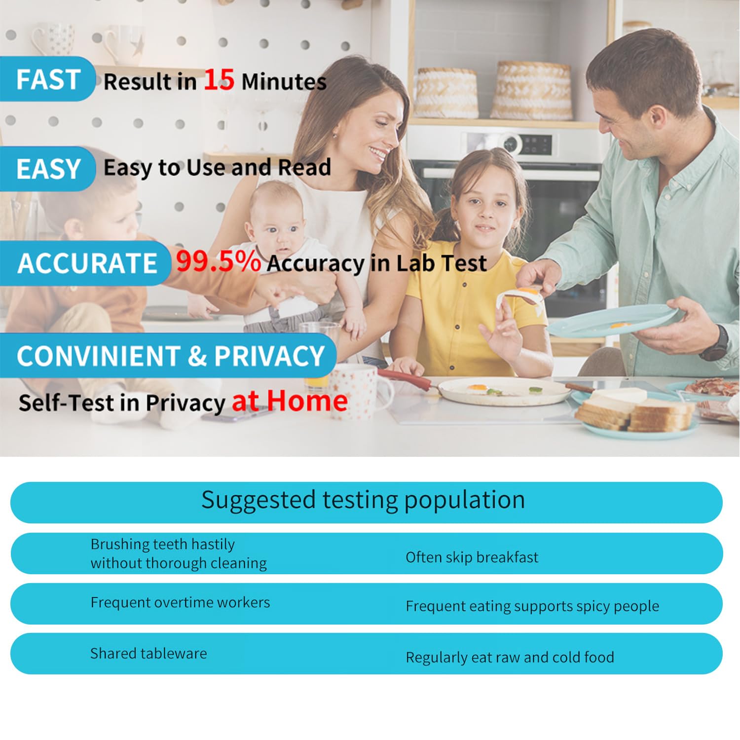 H Pylori Test Kit, Helicobacter Pylori Stool Test Kits at Home, 4 Tests H. Pylori Test H-Pylori Stool (Antigen) Self-Test for Home Use, Results in 10-15 Minutes with Highly Accurate