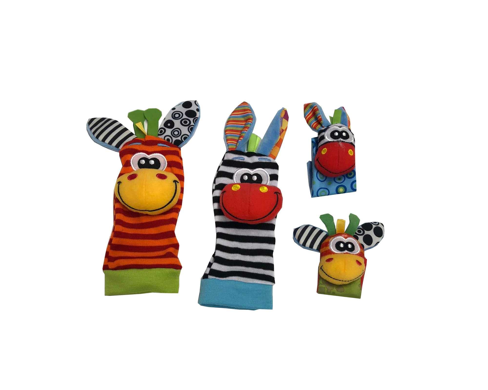 The Season Toys 4pcs Infant Baby Wrist Rattles and Foot Socks Developmental Toys