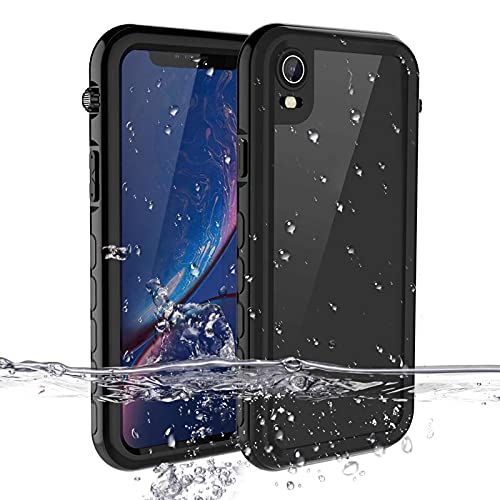 MIZUSUPI iPhone XR Waterproof Case Underwater Full Sealed IP68 Certified Waterproof Case Dustproof Snowproof Shockproof Cover with Built-in Screen Protector for iPhone XR 6.1 inch Black