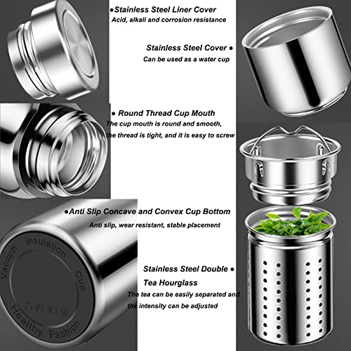 Insulated Water Bottle, 28oz Large Capacity Stainless Steel Thermos Portable Vacuum Travel Cup with Rope for Coffee Hot and Cold Drink