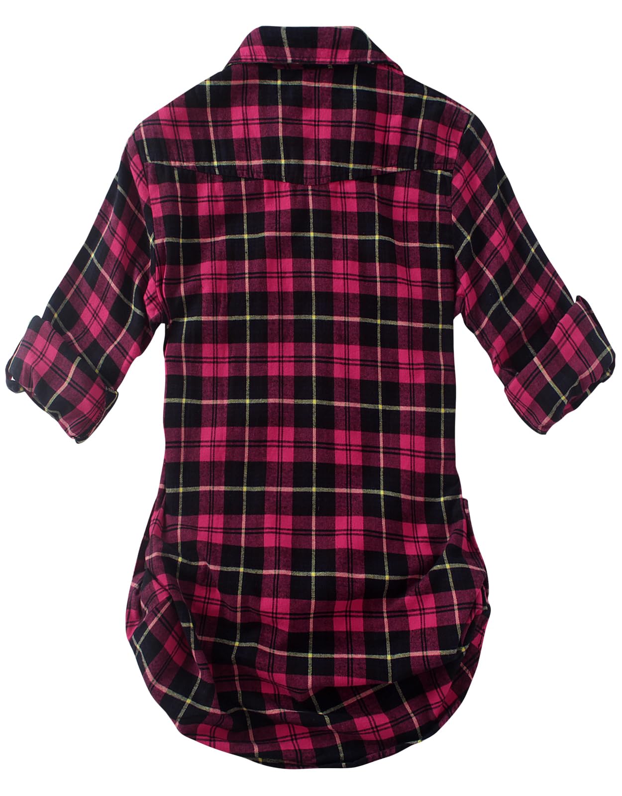 Match Womens Button Down Flannel Plaid Shirts roll up Long Sleeve Shackets Business Blouse Top (Small, Checks#8)
