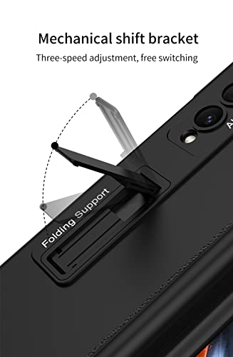 SHIEID Samsung Z Fold 3 Case, Galaxy Z Fold 3 Case with Hinge Protection S Pen Holder Kickstand & Built in Screen Protector Case Cover Fit Samsung Galaxy Z Fold3 Case, Champagne Gold