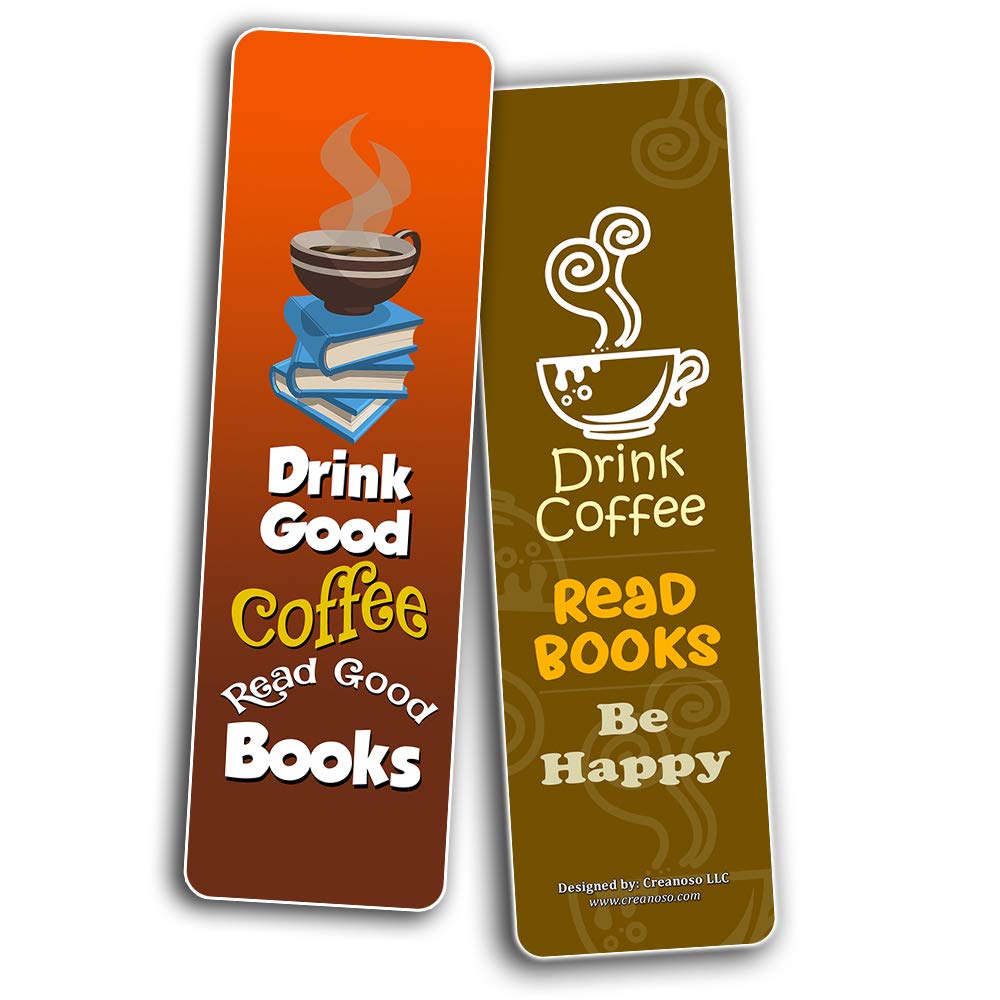 Creanoso Awesome Bookmark Coffee Lover Series I (60-Pack) – Six Assorted Quality Bookmarks Bulk Set – Premium Gift for Coffee Lovers