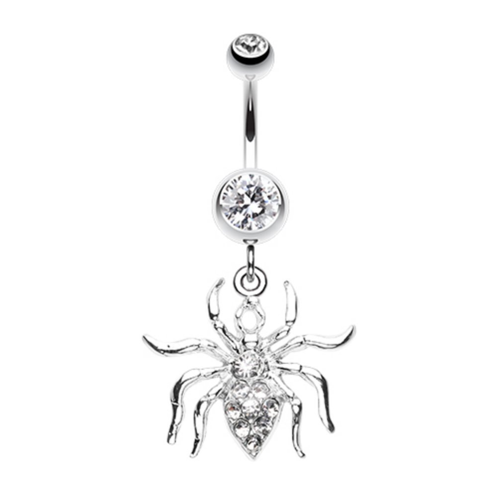 Covet Jewelry Venom Spider Multi-Gem Belly Button Ring (14 GA, Length: 10mm, Clear)