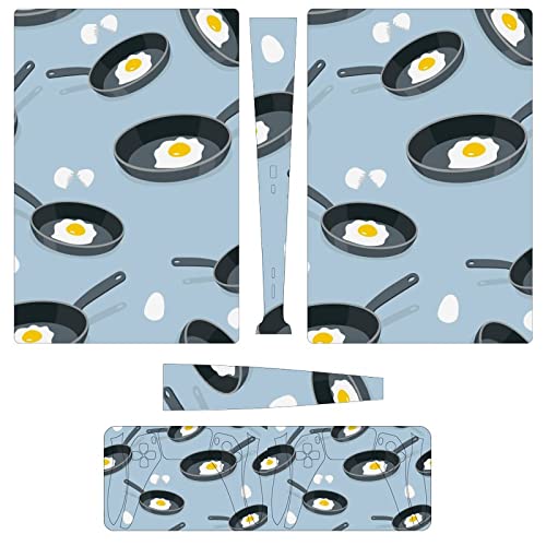 Fried Eggs Full Protective Skin Cover Design Wrap Decal Sticker Compatible with PS5 Digital Edition Console and Controller