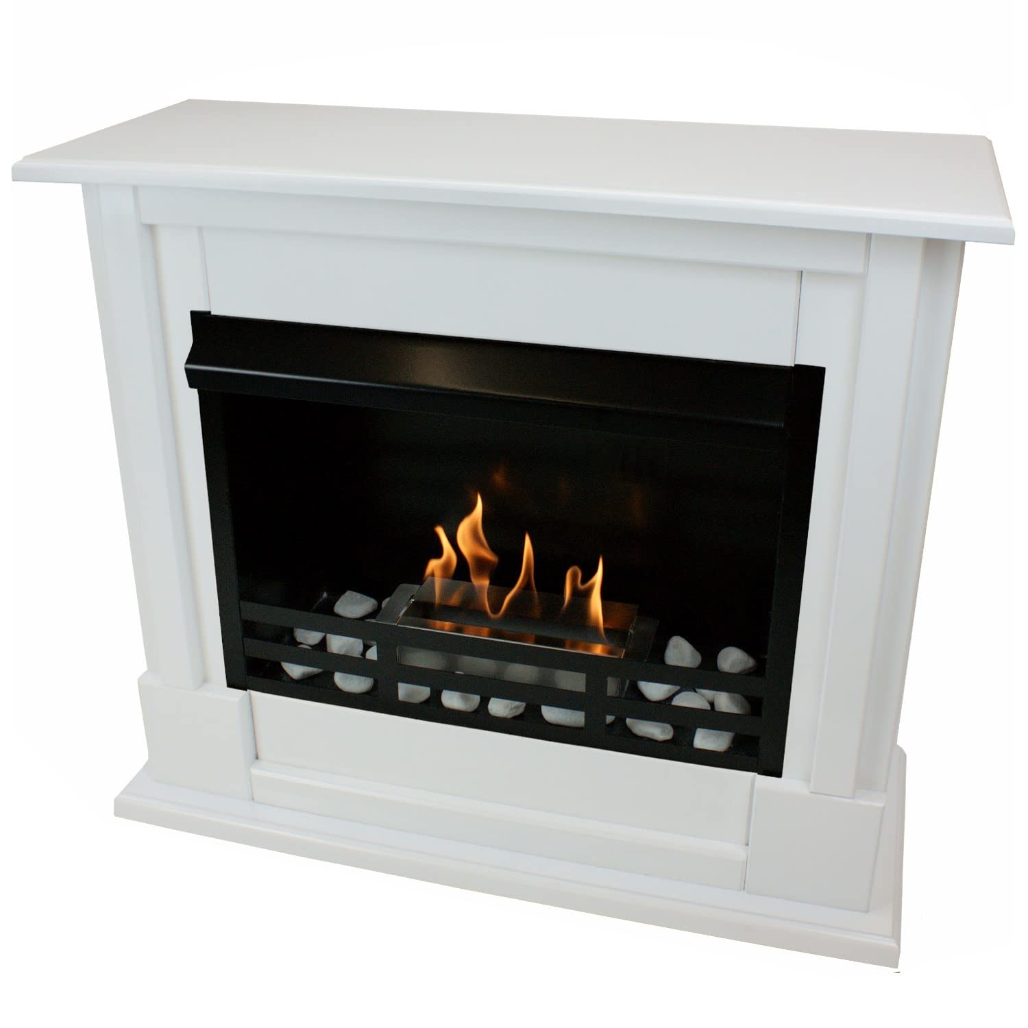 Gel + Ethanol Fire-Places Emily Deluxe Inclusive: 1 Adjustable Stainless-Steel Burner White