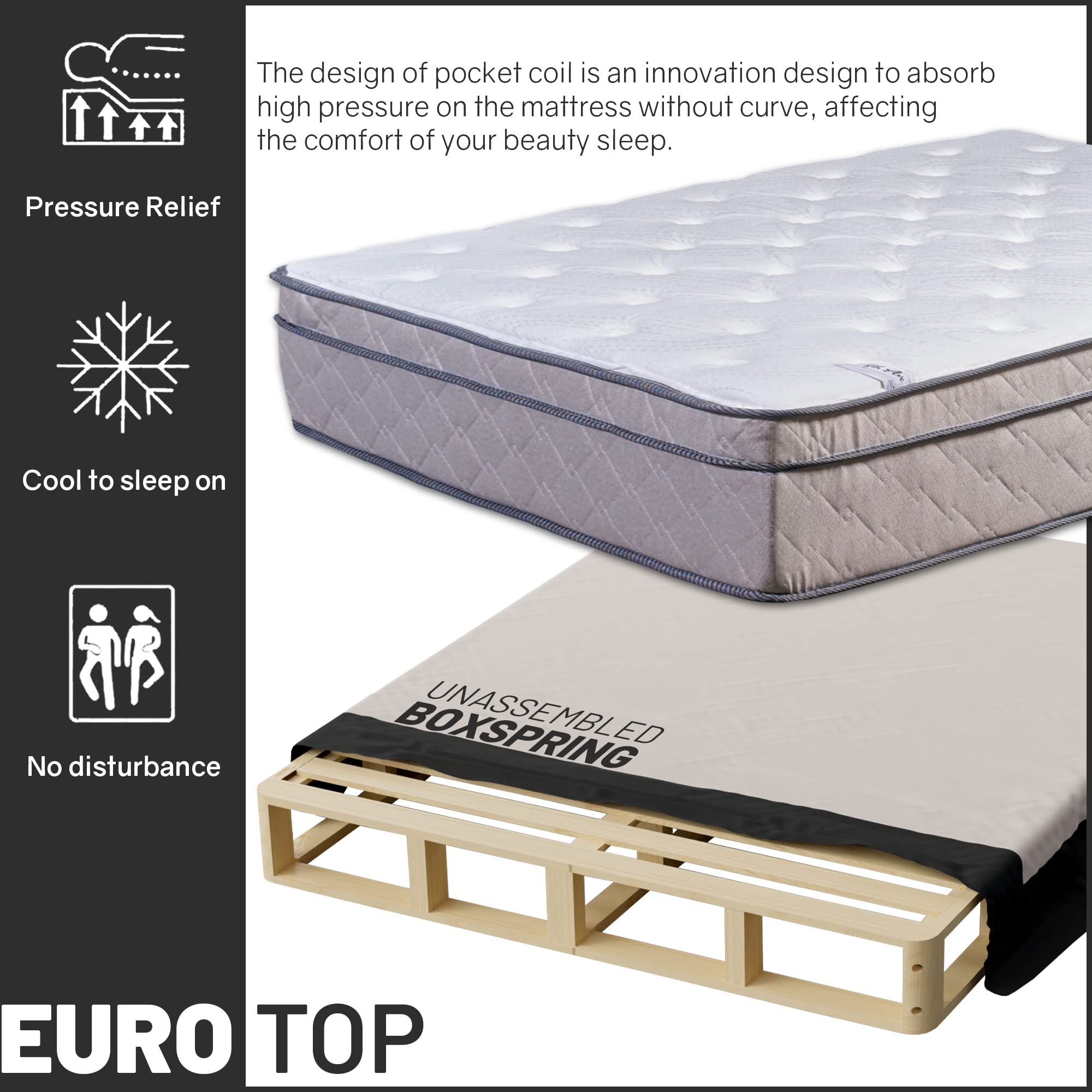 Mayton Full 12 Inch Ultra Plush Breathable Hybrid Mattress in a Box with Cooling Extra Soft EuroTop for Back Support & Black 5" Platform Bed Frame, Mink