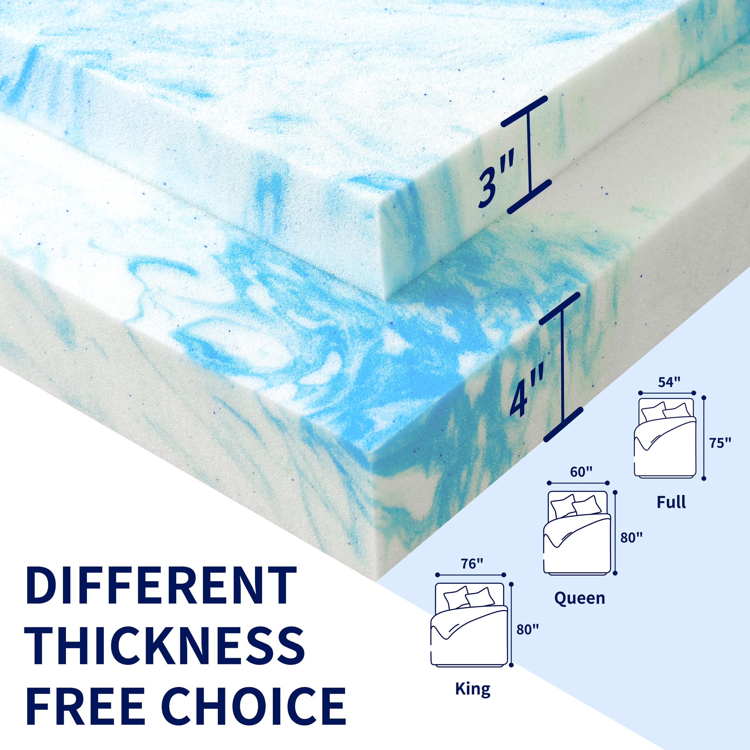 Hokway Twin Size Gel Memory Foam Mattress Topper Cooling Gel Infusion for Ventilated Softness Pressure Relief for Back Pain - CertiPUR-US Certified, 2 Inch Thickness