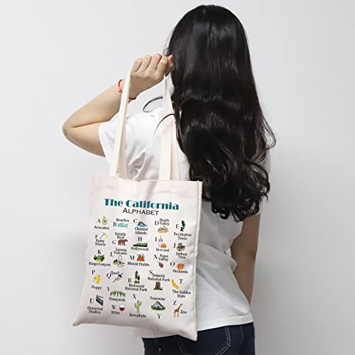 MNIGIU California Canvas Tote Bag California State Gift California Eco Tote Bag Reusable Bag Welcome Bag (Shopping Bag)