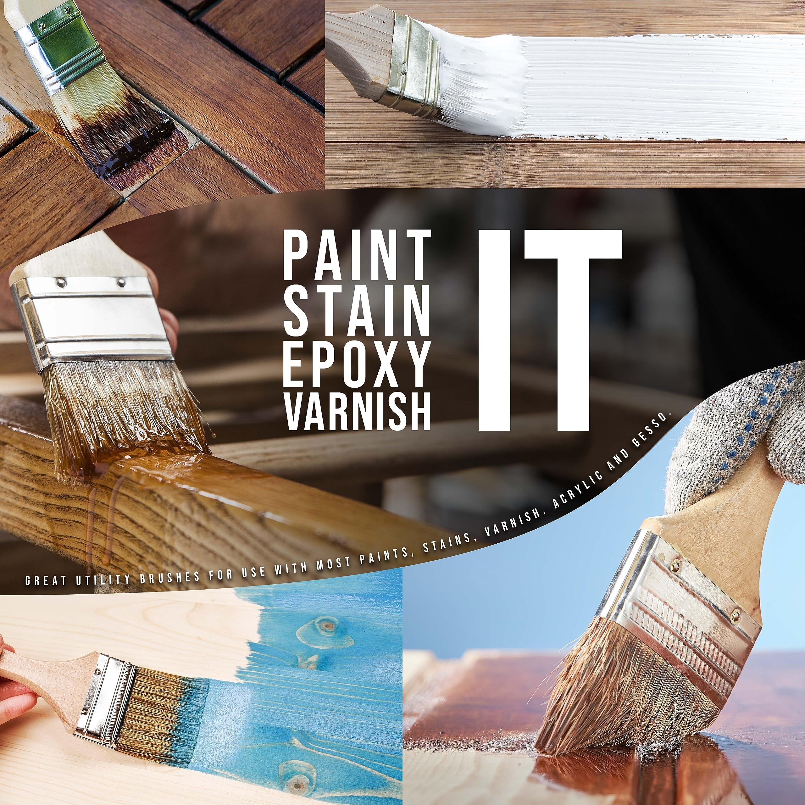 U.S. Art Supply 24 Pack of 1-1/2 inch Paint and Chip Paint Brushes for Paint, Stains, Varnishes, Glues, and Gesso