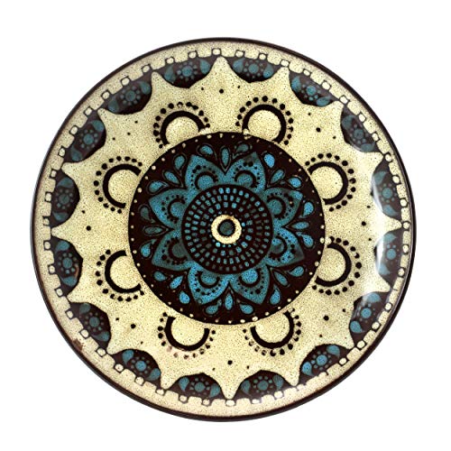 Elama CLAYHEART16 Clay Heart 16 Piece Luxurious Stoneware Dinnerware with Complete Setting for 4, 16pc, pc, Tan, Blue, Brown