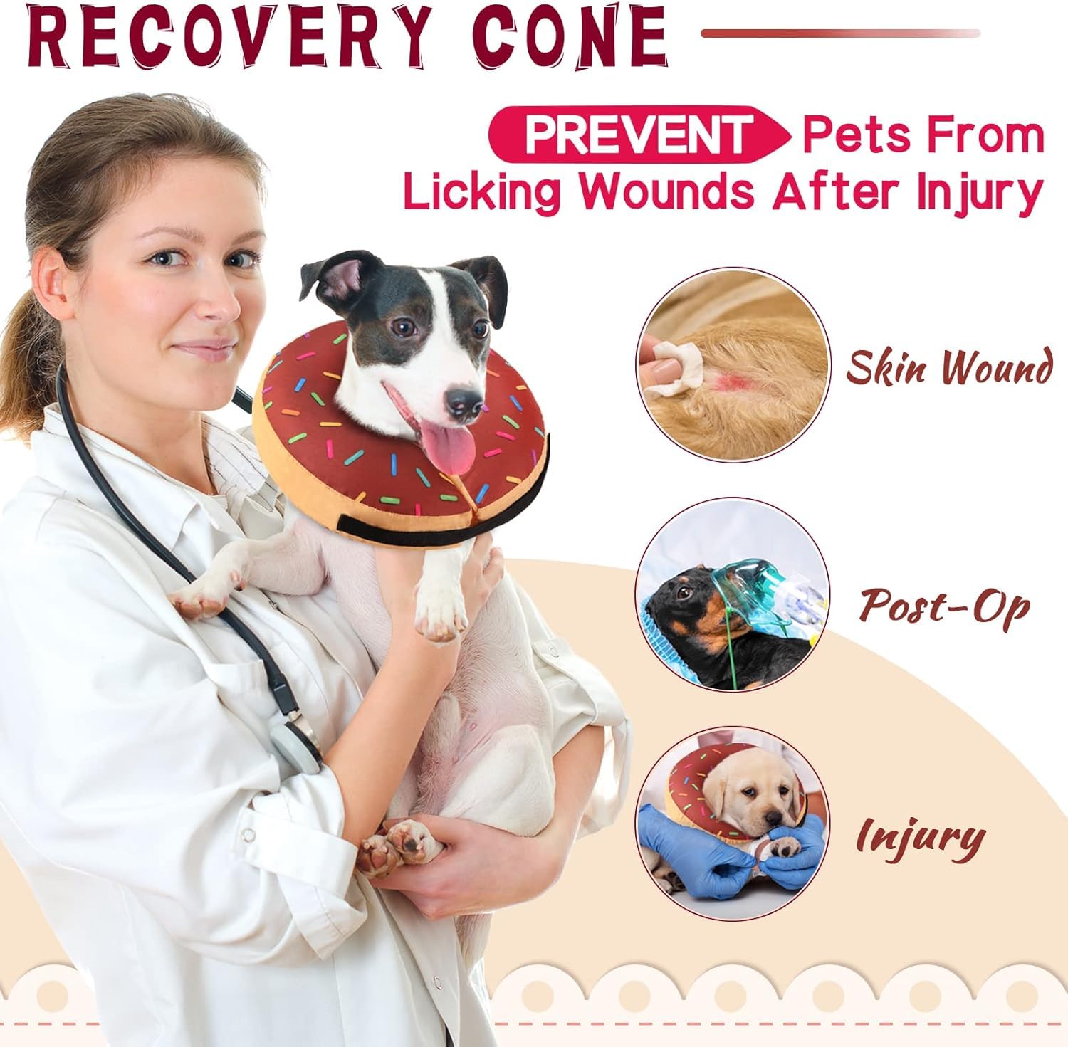 Inflatable Soft Dog Cone Collar for Small Medium Large Dogs & Cats Alternative After Surgery, Blow Up Pet Donut Neck Cone Prevent from Biting & Scratching, Comfy Adjustable Recovery Pillow Collarā¦